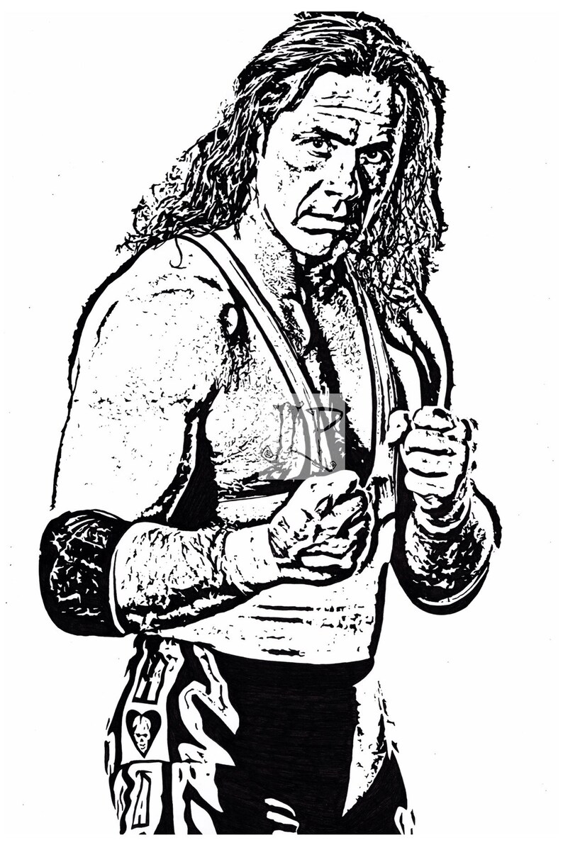 Bret Hart Ink Drawing - Etsy