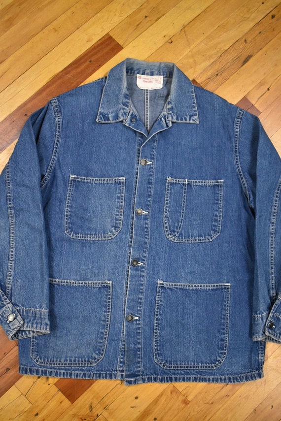 1960s Denim Chore Jacket Size 44 Vintage Workwear - Gem