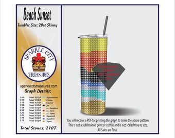 Beach Rhinestone Template Pattern Graph for 20 Ounce Straight - Etsy