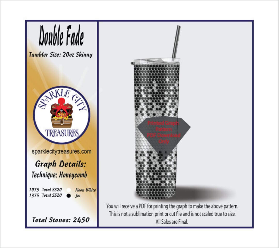 Double Fade Rhinestone Template Pattern Graph for 20 Ounce Straight ...