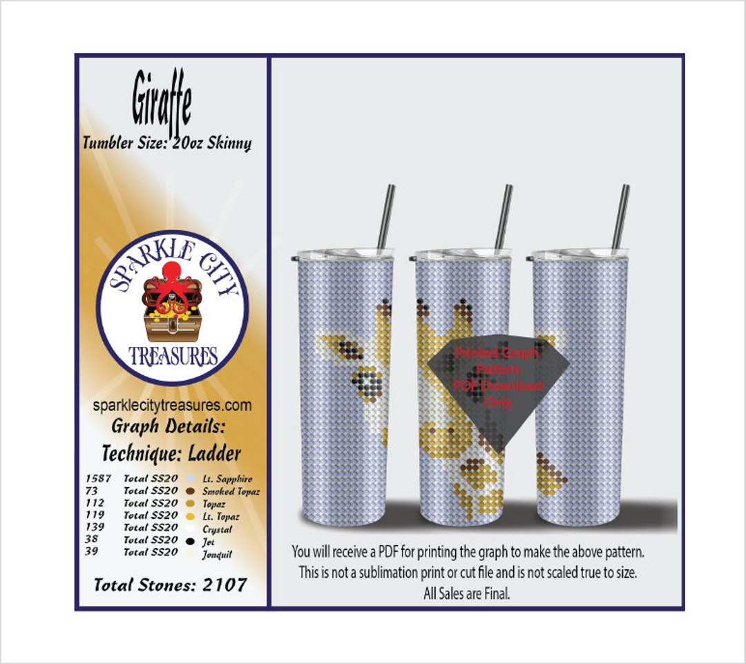 Flamingo 2 Rhinestone Template Pattern Graph for 20 Ounce Straight ...