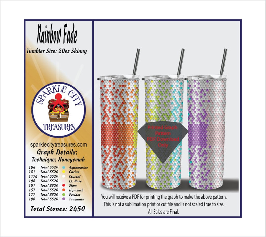Rainbow Fade Rhinestone Template Pattern Graph for 20 Ounce Straight ...