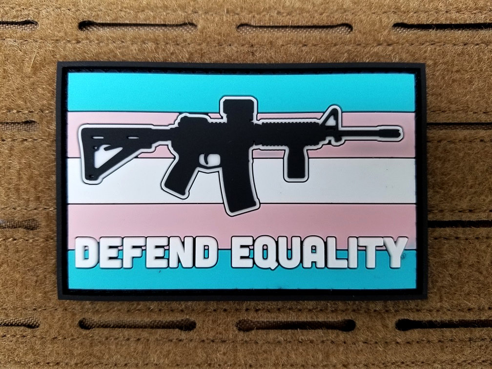 AR-15 Defend Equality Trans Pride Flag and Rifle - PVC Patch With Hook ...