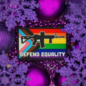 AR-15 Defend Equality Progress Pride Flag PVC Patch With Hook and Loop ...