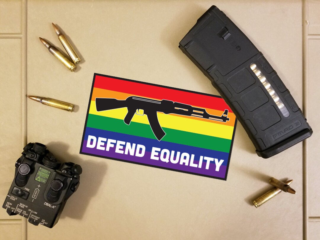 AK-47 Defend Equality LGBTQ Pride Flag and Rifle Decal/sticker - Etsy