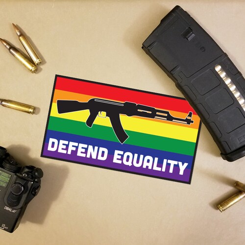 AK-47 Defend Equality LGBTQ Pride Flag and Rifle Decal/sticker - Etsy