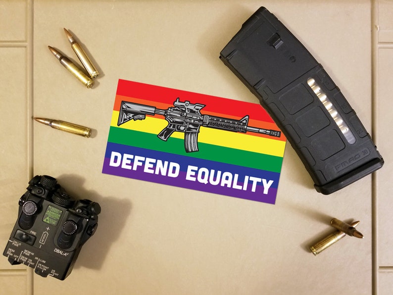 OG Defend Equality LGBTQ Gay Pride Flag and Rifle Decal/sticker - Etsy