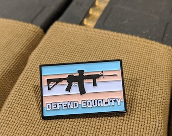 Defend Equality Trans Flag and Rifle Hard Enamel Pin | Etsy