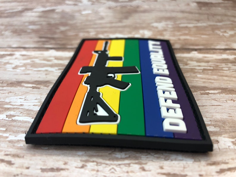 AR-15 Defend Equality LGBTQ Gay Pride Flag and Rifle - PVC Patch With ...