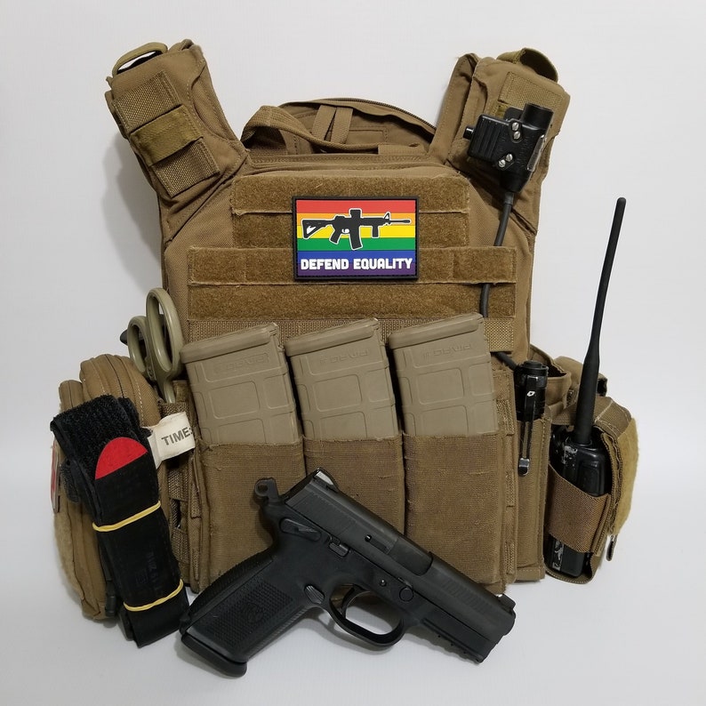 AR-15 Defend Equality LGBTQ Gay Pride Flag and Rifle - PVC Patch With ...