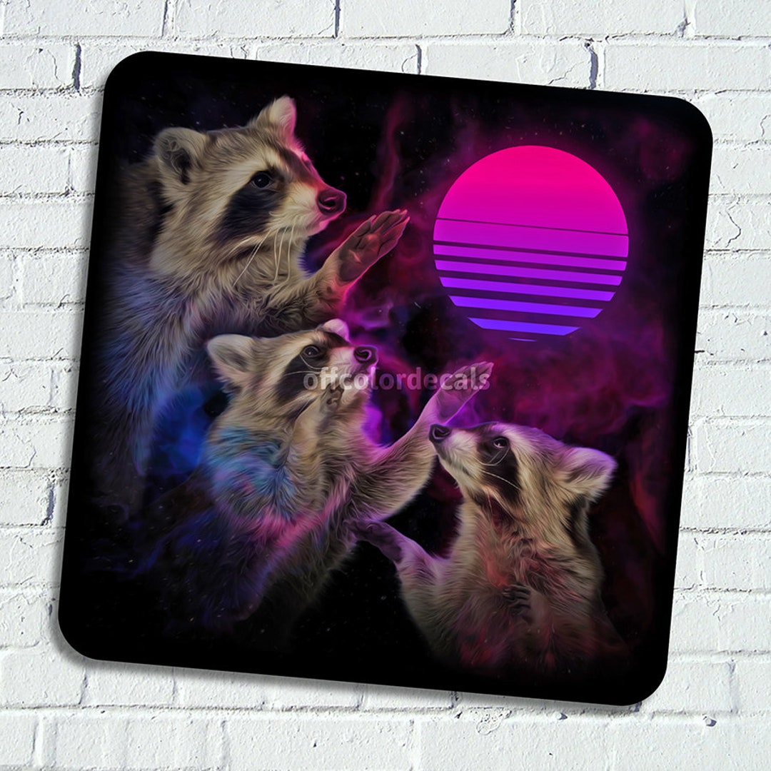 Three Raccoon Moon Decal/sticker - Etsy