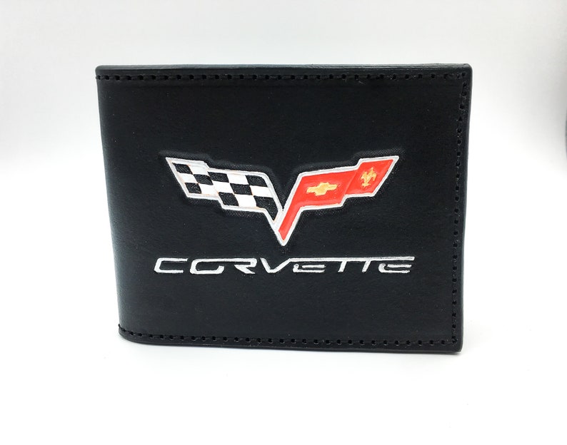 C6 Corvette Design Wallet / Hand-tooled Emblem Logo / Custom Leather ...