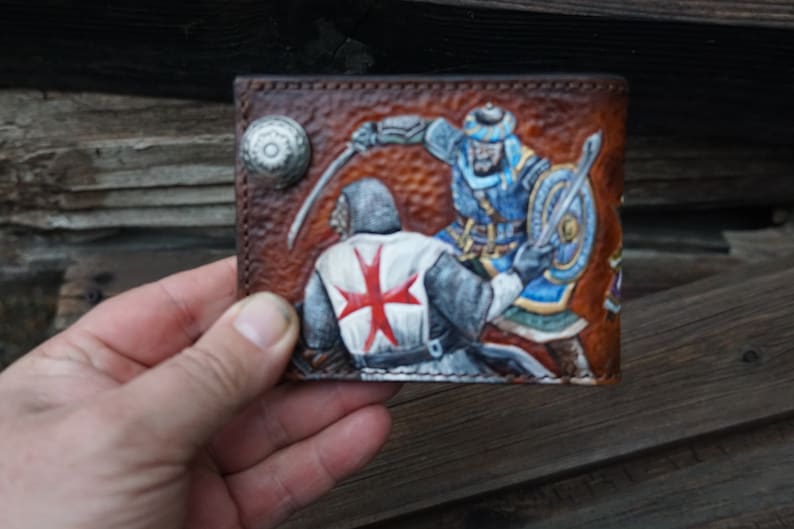 Custom Battle Scene Hand Tooled Bifold Wallets - Etsy