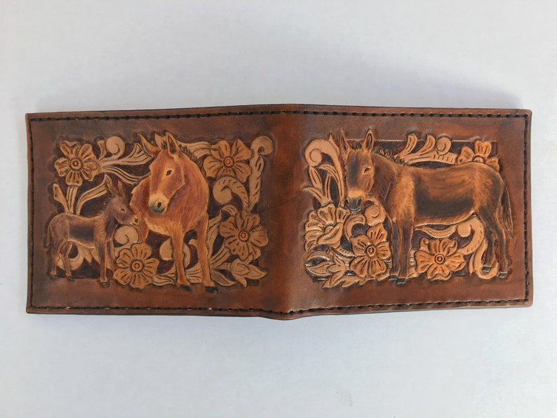Custom Hand Carved Donkey Themed Western Bifold Wallet | Etsy