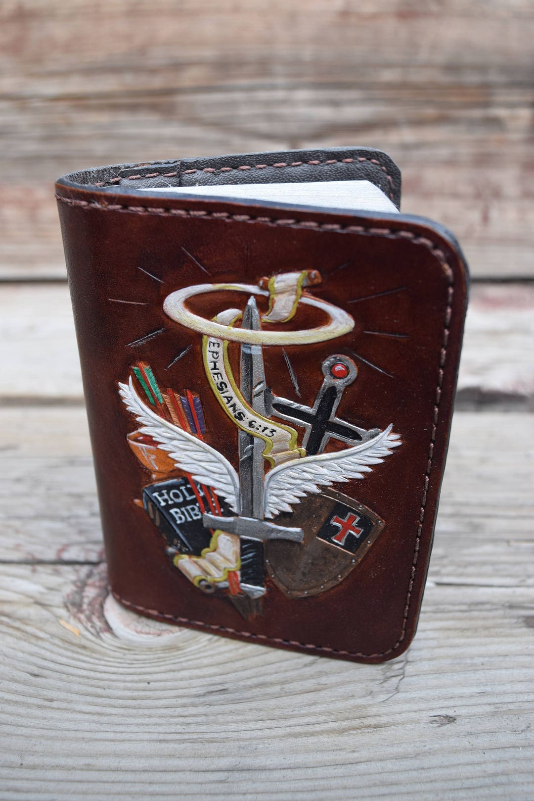 Leather Mini Pocket Bible Cover / Hand-tooled / Custom Made - Etsy