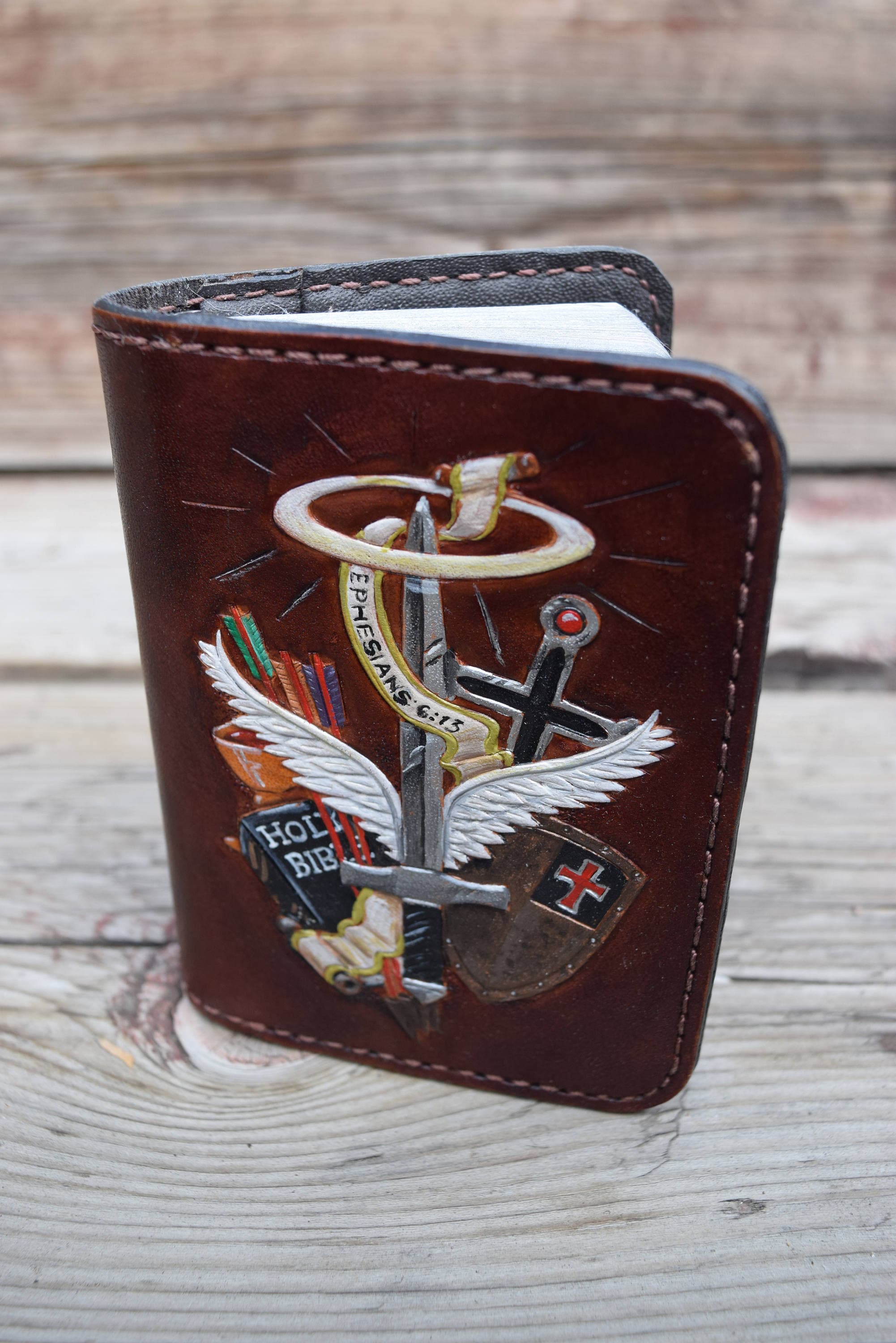 Leather Mini Pocket Bible Cover / Hand-tooled / Custom Made - Etsy