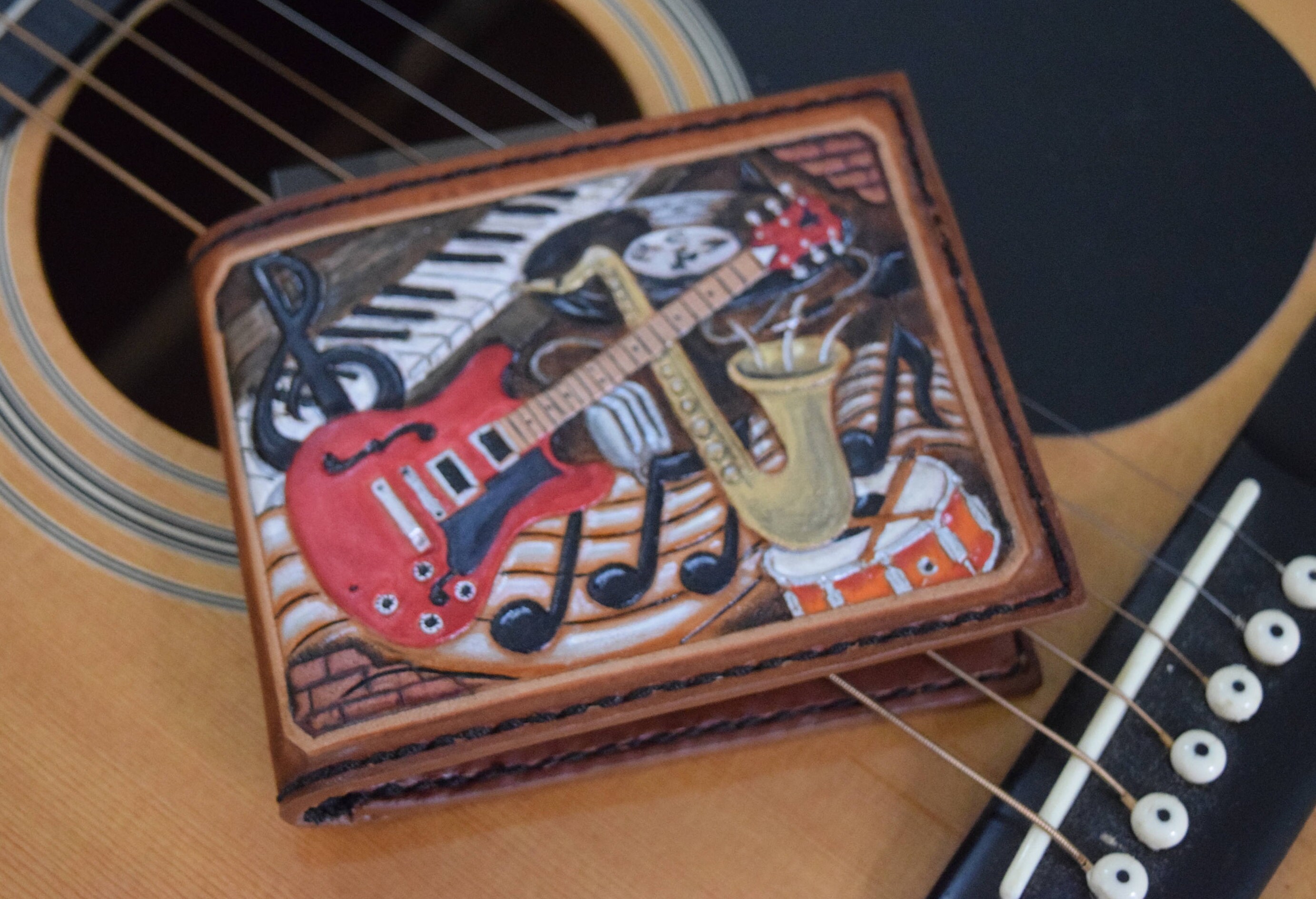 Musical / Musician Themed Hand-tooled Leather Bifold Wallet | Etsy