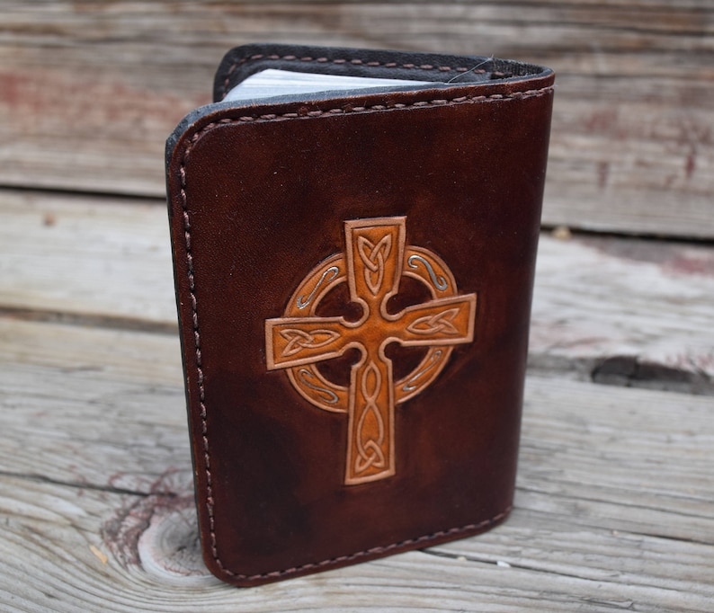 Leather Mini Pocket Bible Cover / Hand-tooled / Custom Made | Etsy