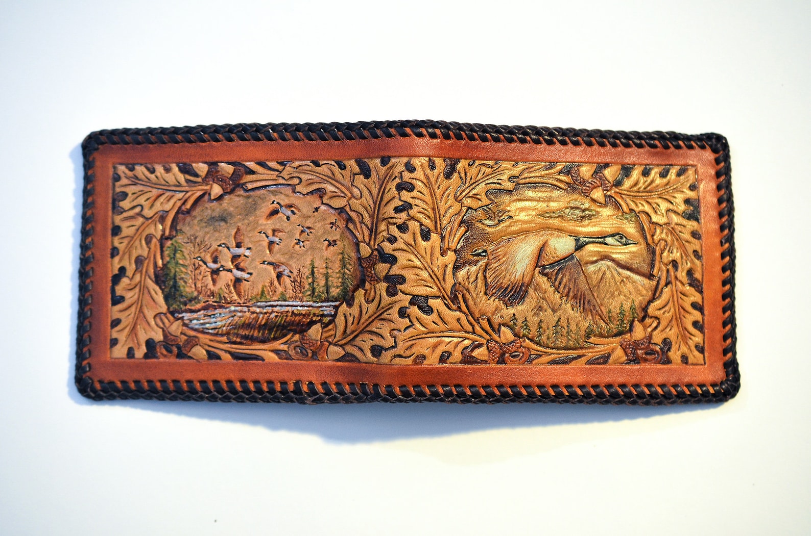 Geese Wallet / Calf Laced Wallet / Oak Leave Outdoorsman / Custom ...