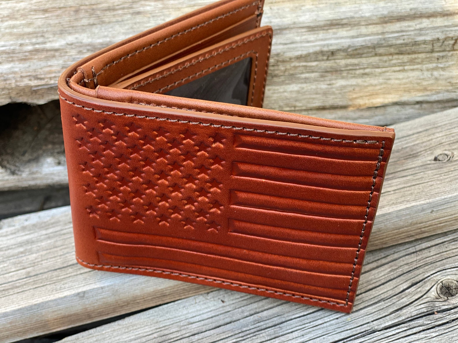 American Flag Wallet Bifold Leather Wallet / Old Glory - Etsy