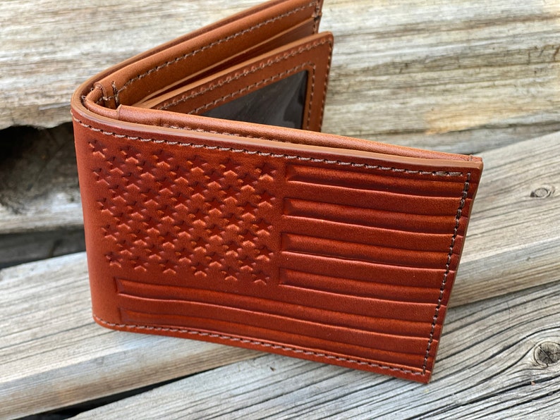 American Flag Wallet Bifold Leather Wallet / Old Glory - Etsy