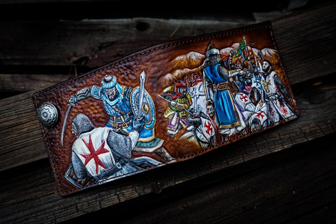 Custom Battle Scene Hand Tooled Bifold Wallets - Etsy