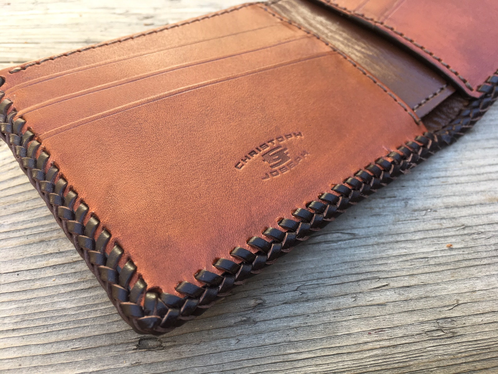 Outdoorsman / Men's Leather Bifold Wallet/ Laced / Hand-made /- Deer ...