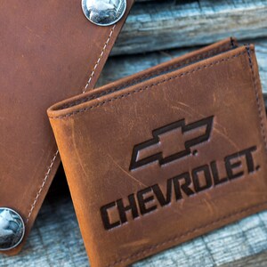 Chevrolet Bowtie Leather Bifold Wallet -brown - Etsy