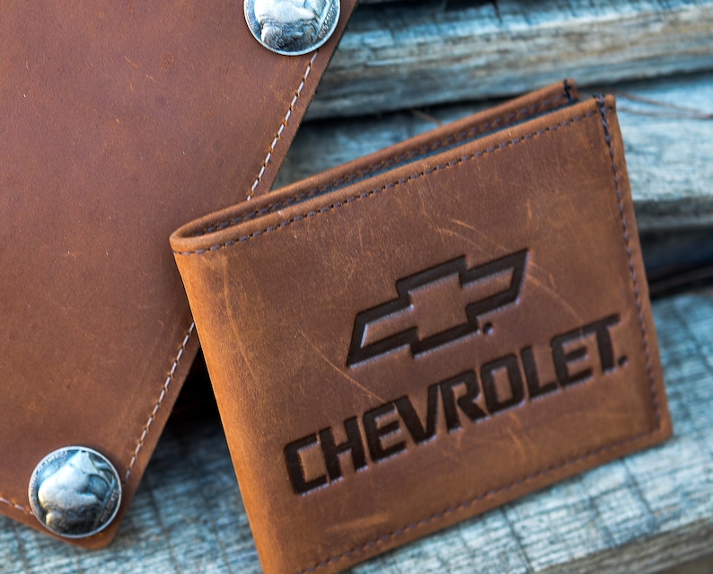 Chevrolet Bowtie Leather Bifold Wallet -brown - Etsy