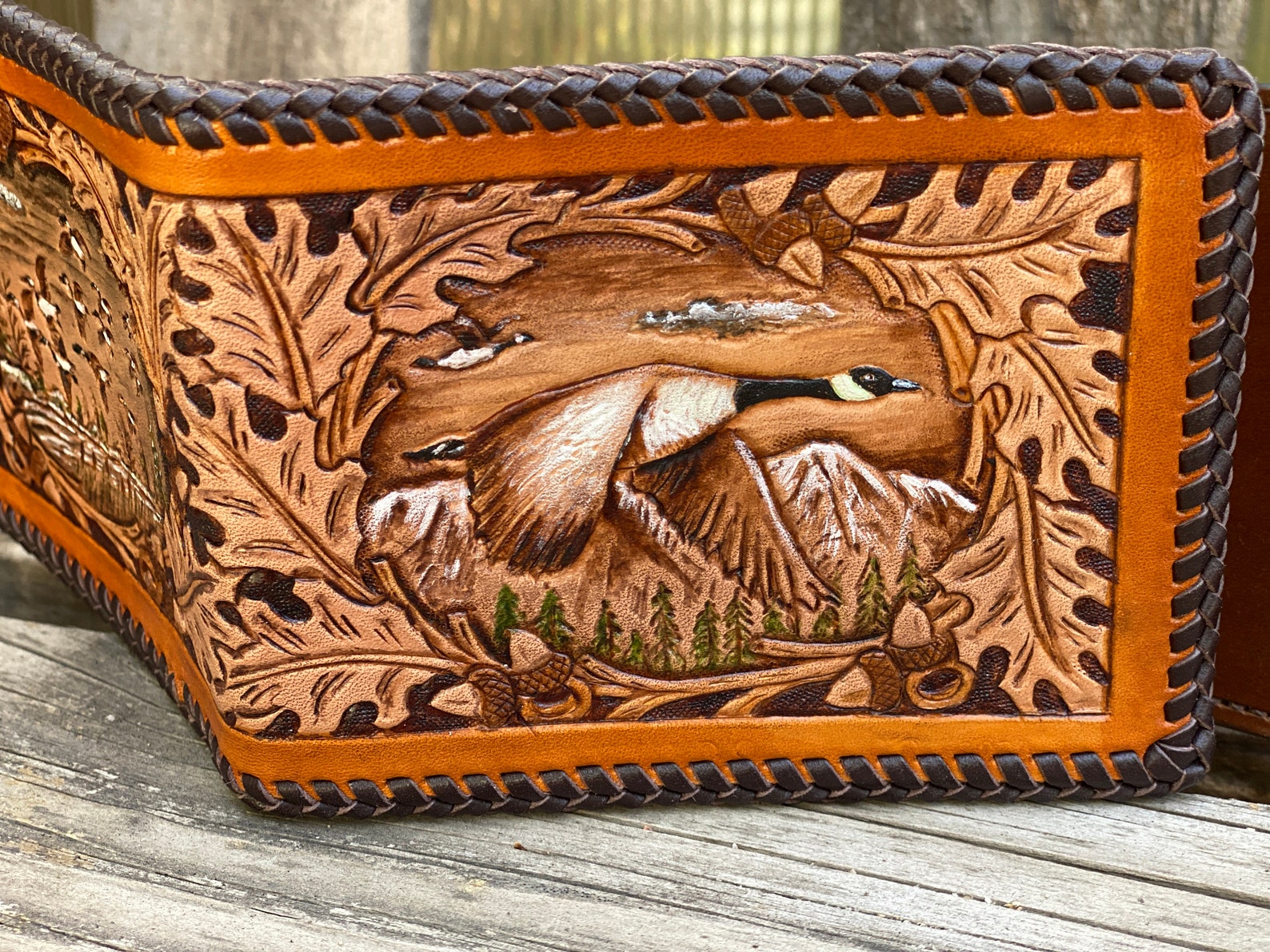Geese Wallet / Calf Laced Wallet / Oak Leave Outdoorsman / Custom ...
