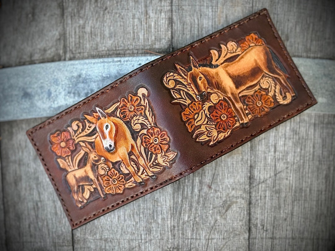 Custom Hand Carved Donkey Themed Western Bifold Wallet - Etsy