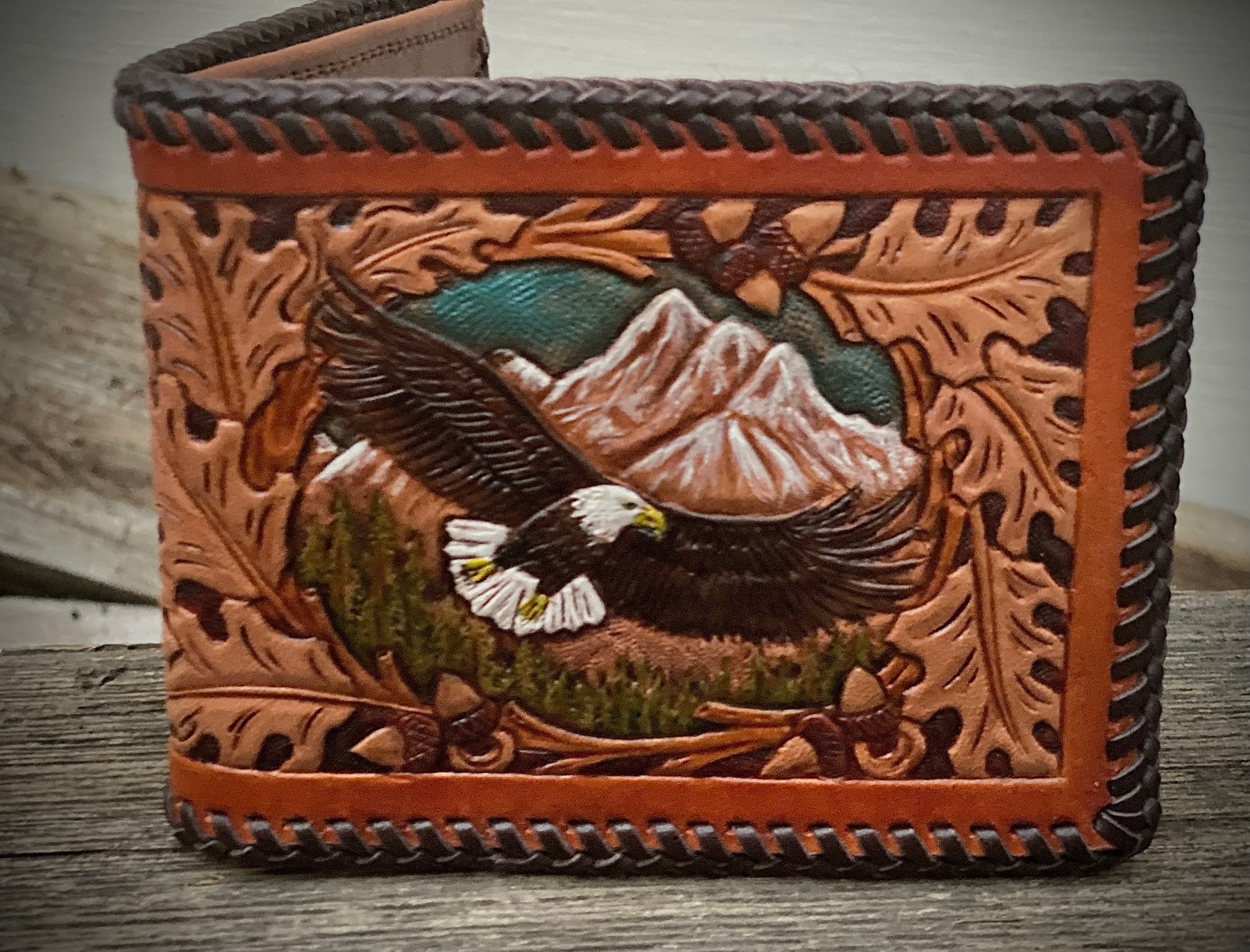 Eagle Themed Outdoorsman Custom Tooled Laced Bifold Wallet - Etsy