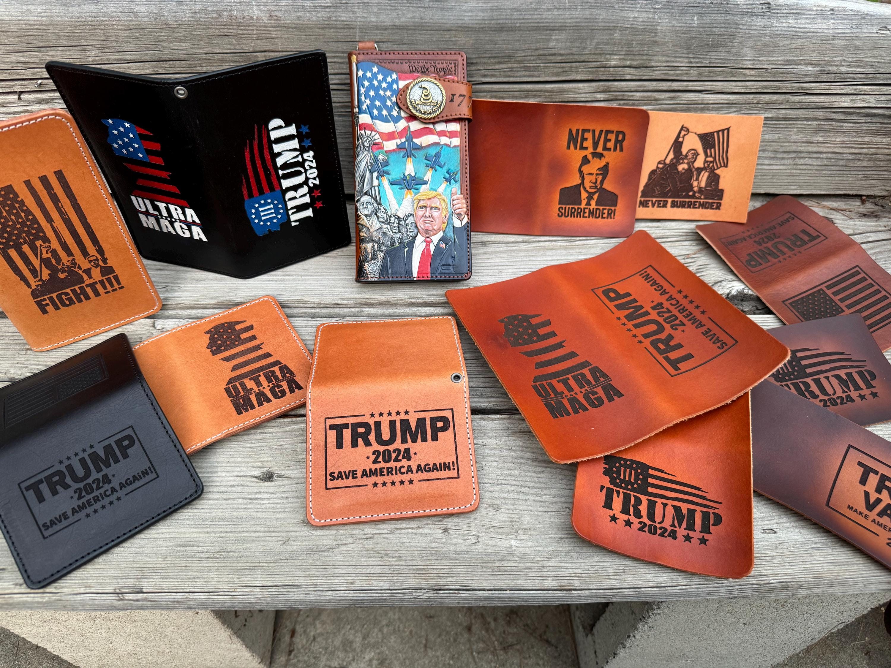 Trump 2024 / Ultra MAGA Laser Engraved Black Leather Biker Wallet - Etsy