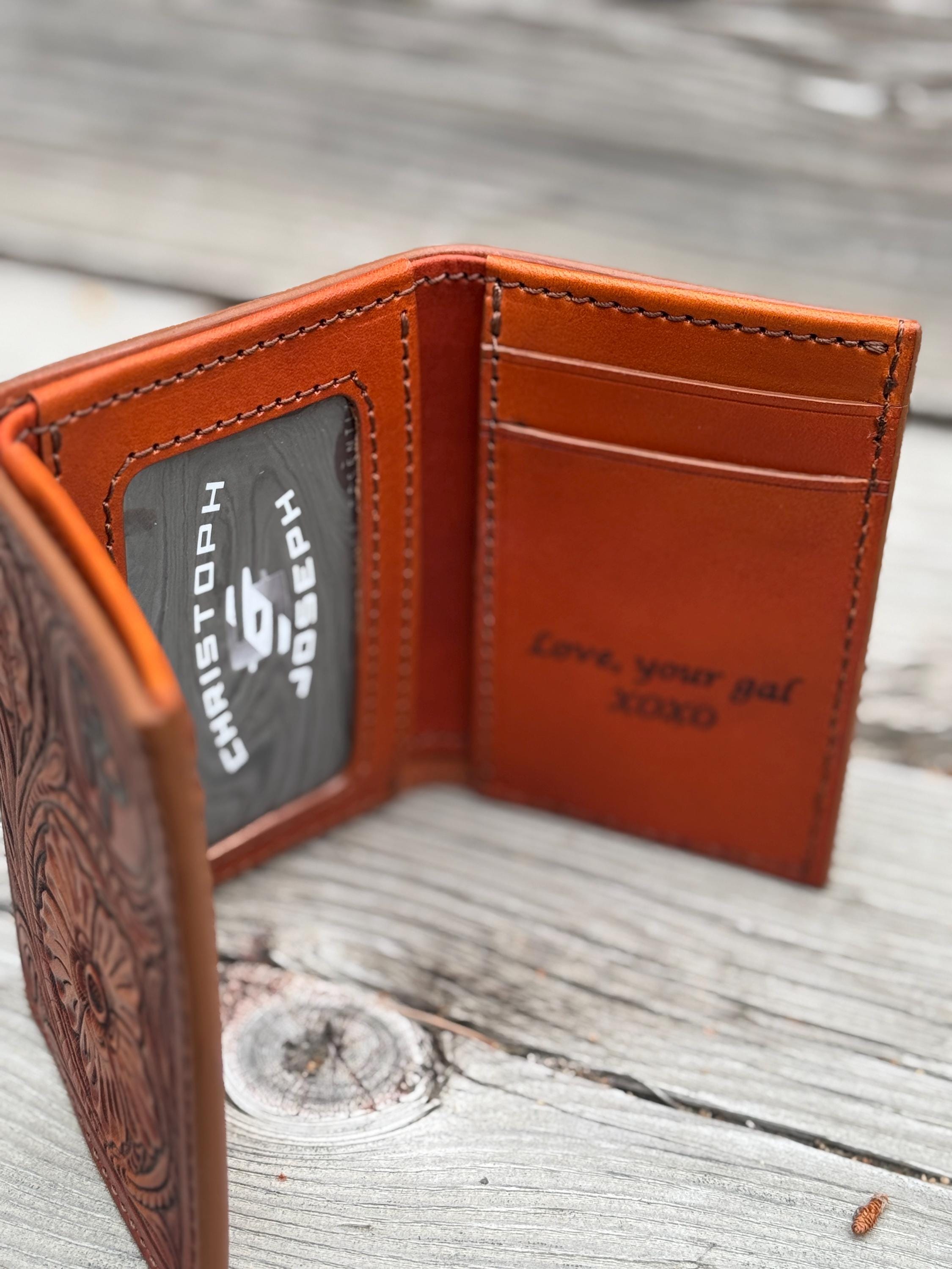 Western Floral Handmade Leather Trifold Wallet / Personalized/add Your ...