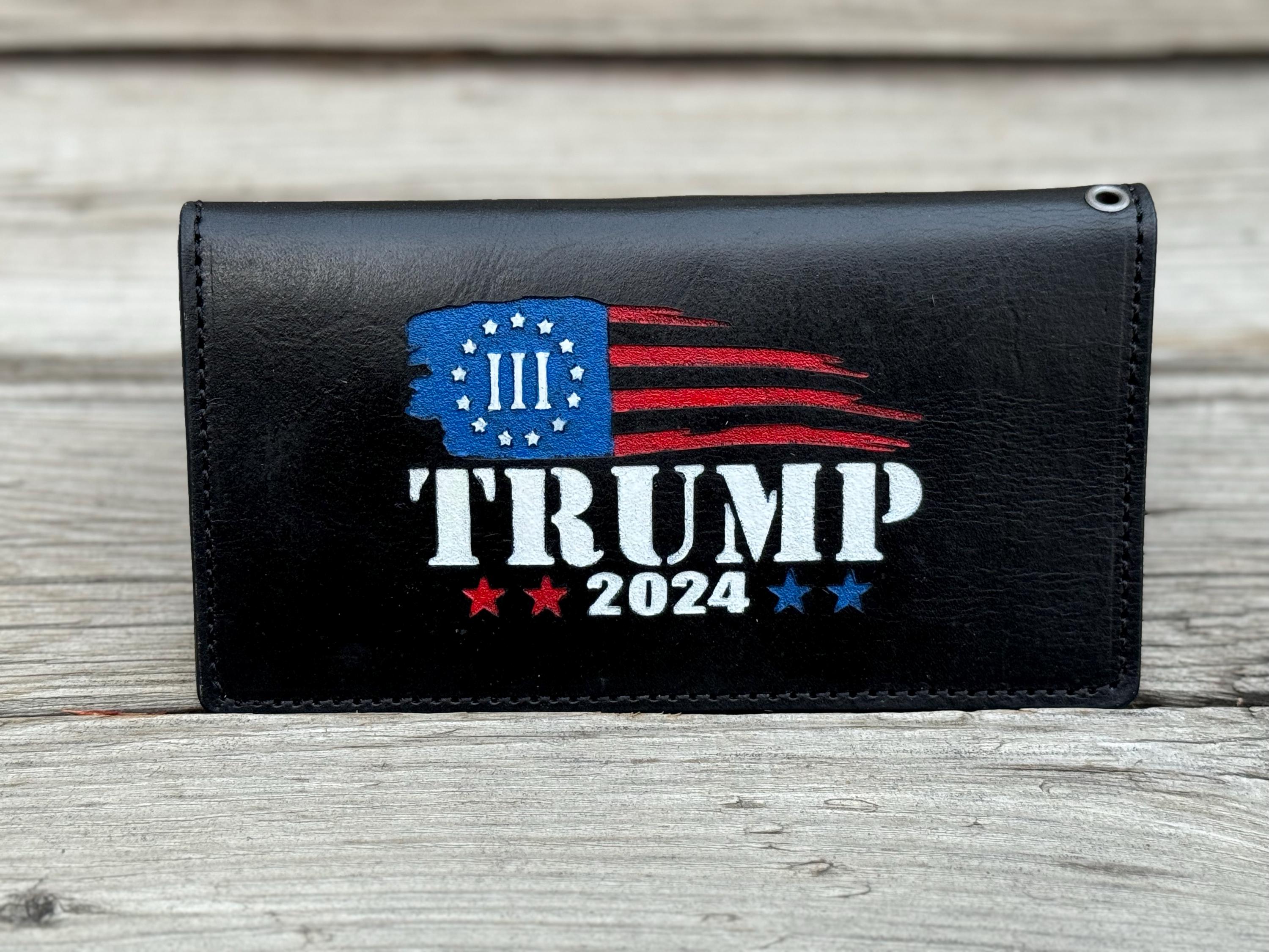 Trump 2024 / Ultra MAGA Laser Engraved Black Leather Biker Wallet - Etsy