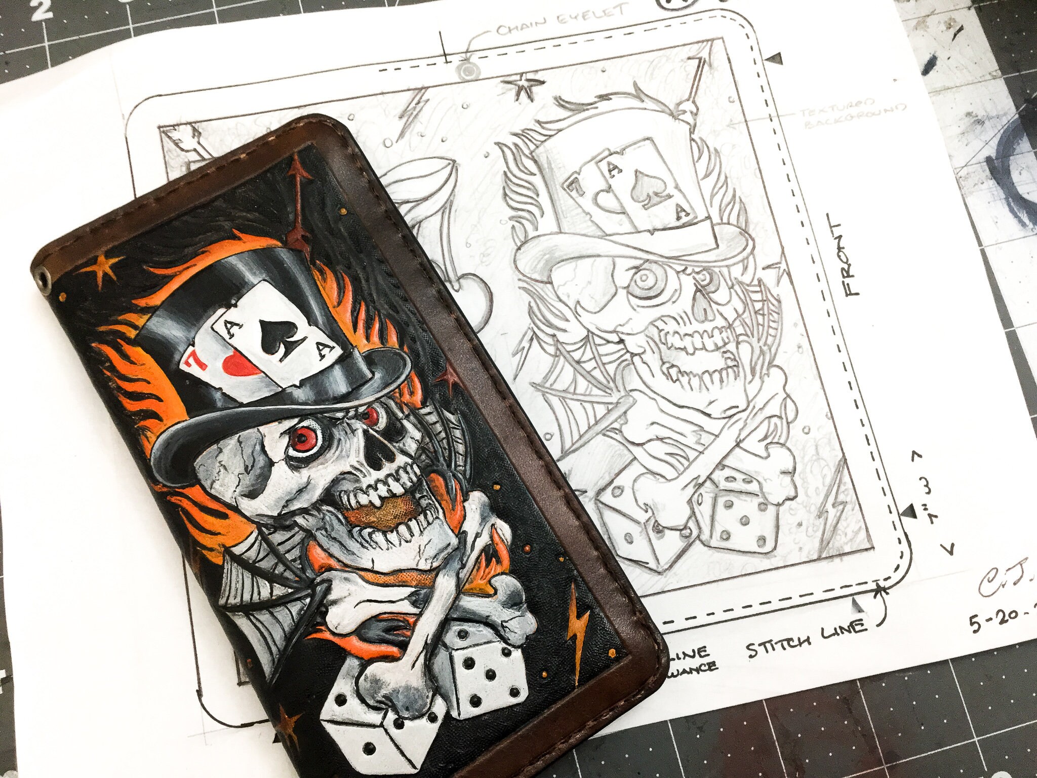 Tattoo Design Gambler Biker Wallet / Tattooed Wallets / Hand - Etsy