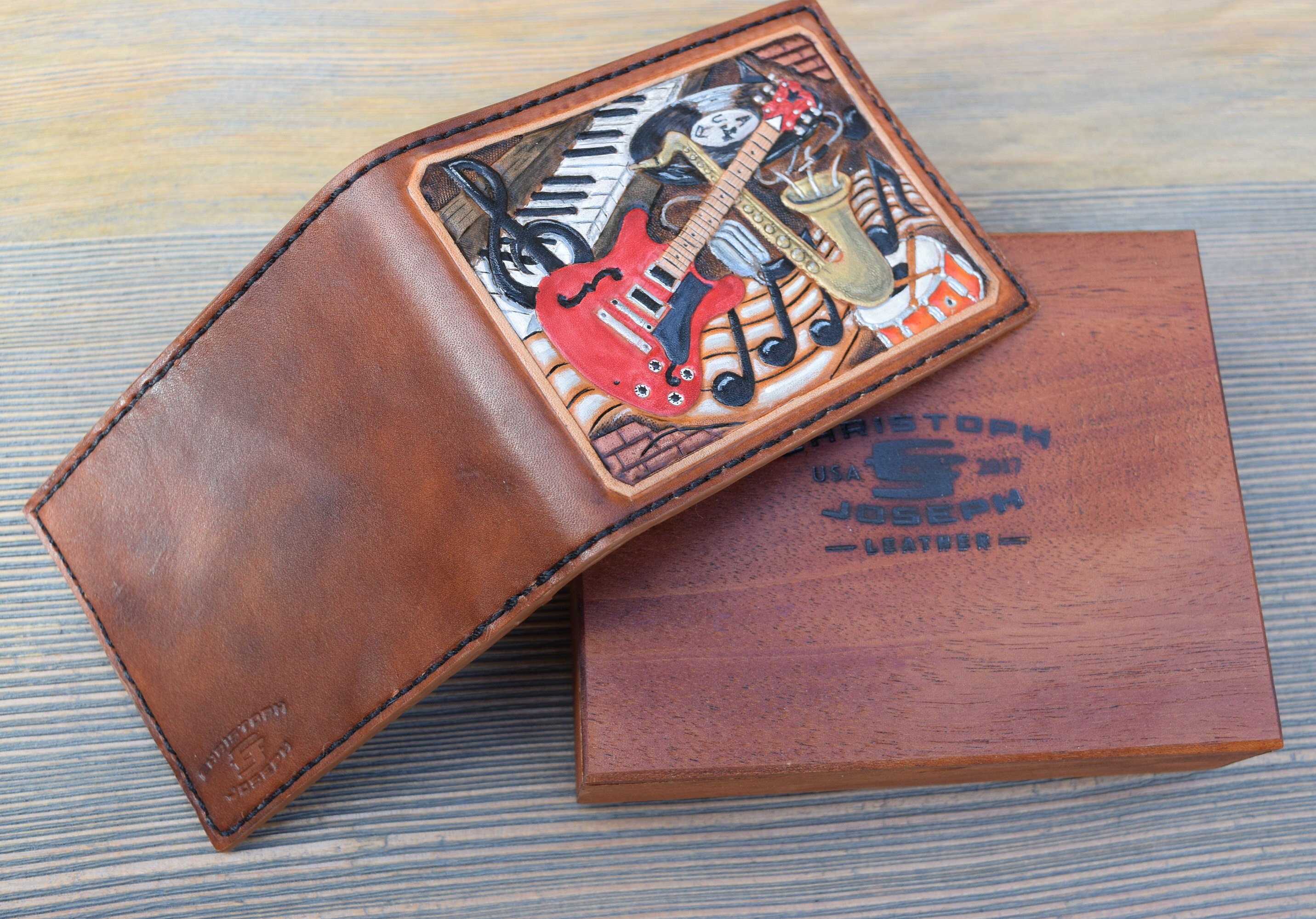 Musical / Musician Themed Hand-tooled Leather Bifold Wallet | Etsy