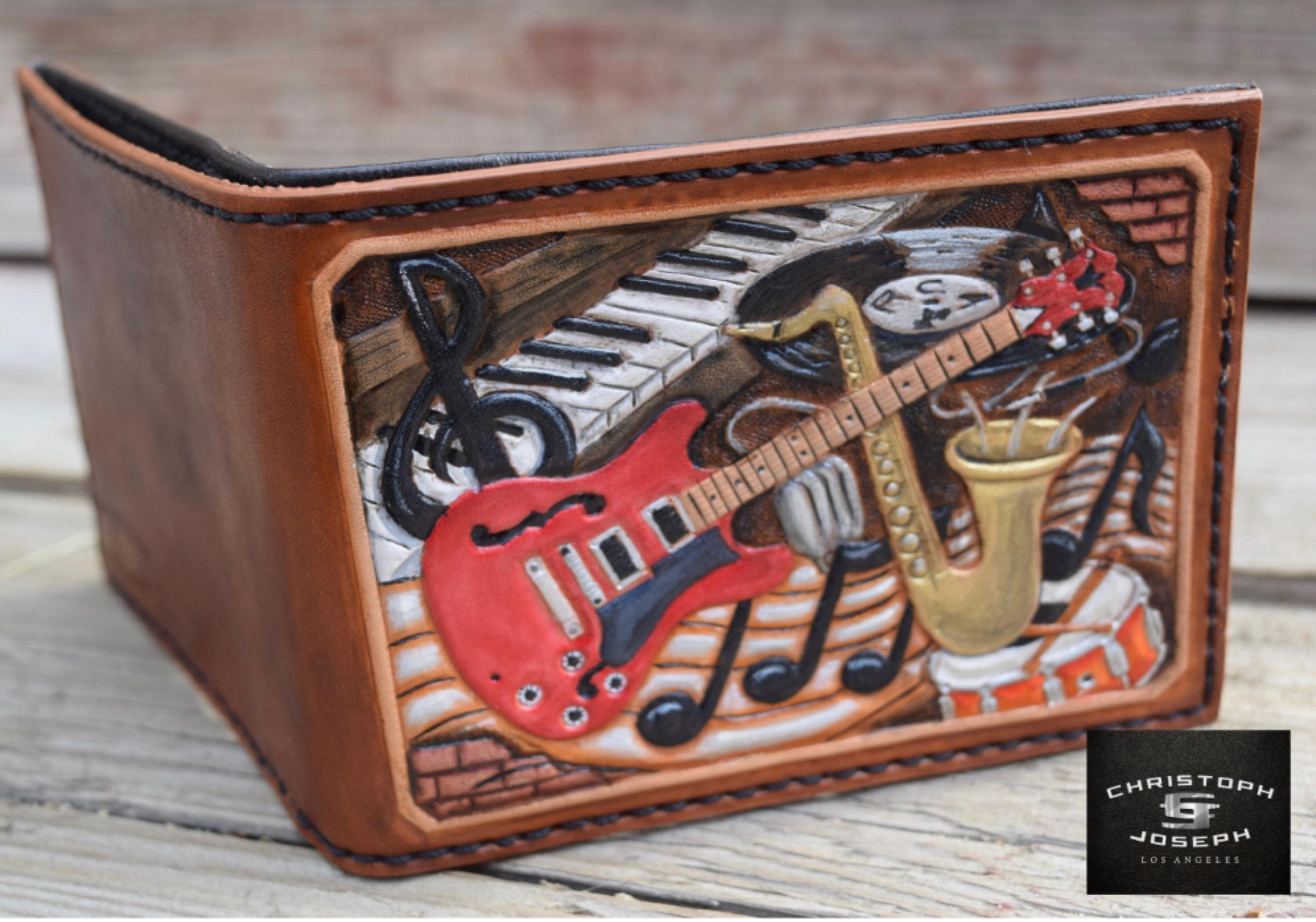 Musical / Musician Themed Hand-tooled Leather Bifold Wallet | Etsy