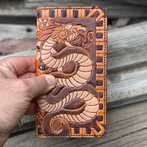 Aztec Themed Hand Tooled Biker Long Wallet - Etsy