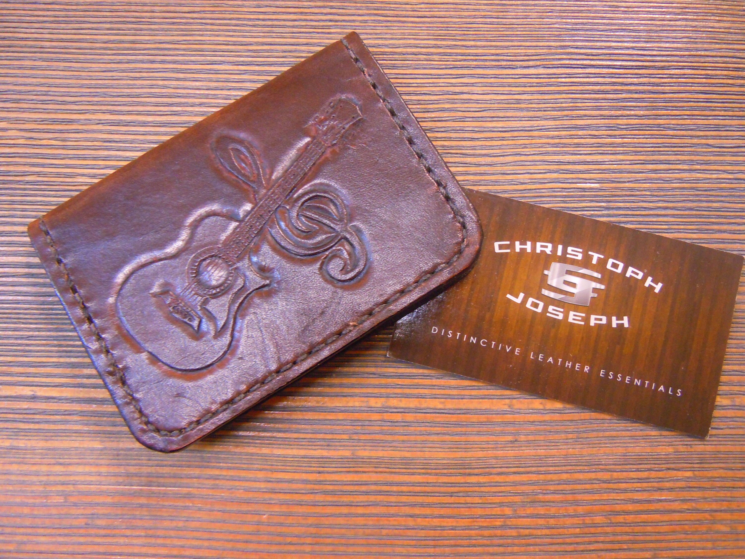 Leather Card Case/id Holder/hand Tooled/guitar Pic - Etsy
