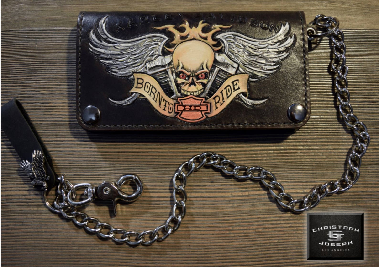 Biker Wallet / Hand Tooled / Skull / With Chain - Etsy