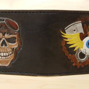 Men's Leather / Hand-tooled / Bi-fold Wallet- Motorhead Theme - Etsy