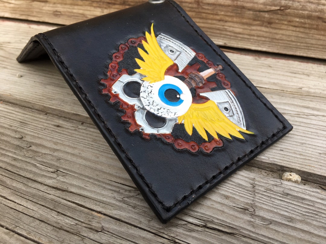 Men's Leather / Hand-tooled / Bi-fold Wallet- Motorhead Theme - Etsy