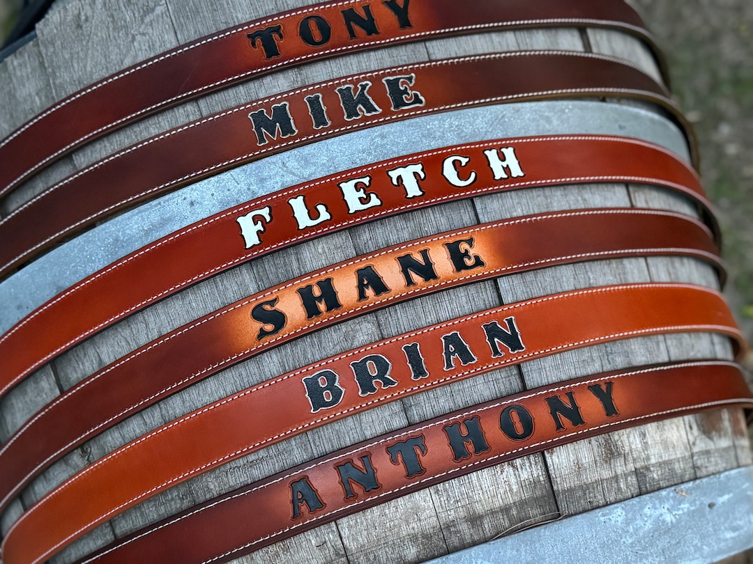 Custom Leather Belts With Personalized Name and Contrast Stitching (1.5 ...