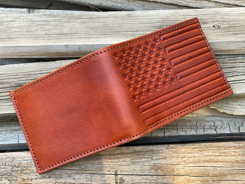 American Flag Wallet Bifold Leather Wallet / Old Glory - Etsy