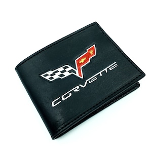 C6 Corvette Design Wallet / Hand-tooled Emblem Logo / Custom Leather ...