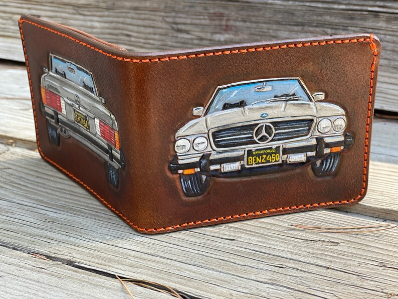 Custom Mercedes Tooled Bifold Wallet / Classic Car Handmade - Etsy