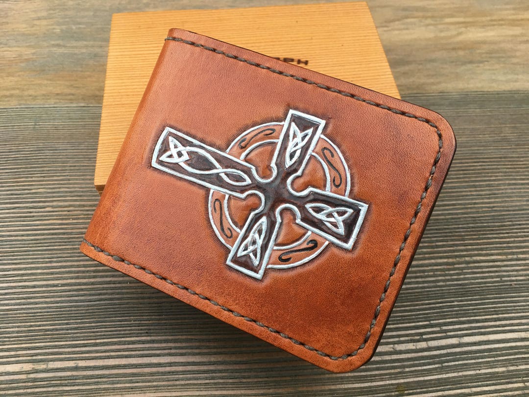 Custom Tooled Leather Wallet- Cross Design - Etsy