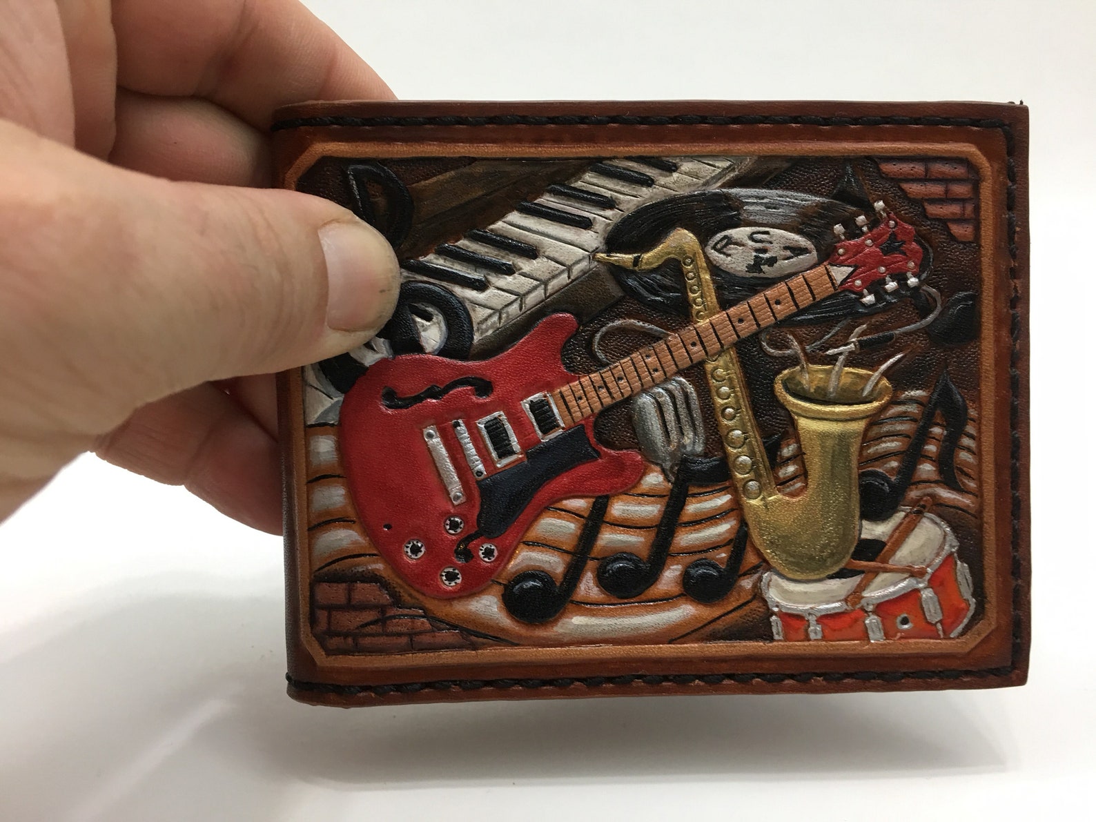 Musical / Musician Themed Hand-tooled Leather Bifold Wallet | Etsy