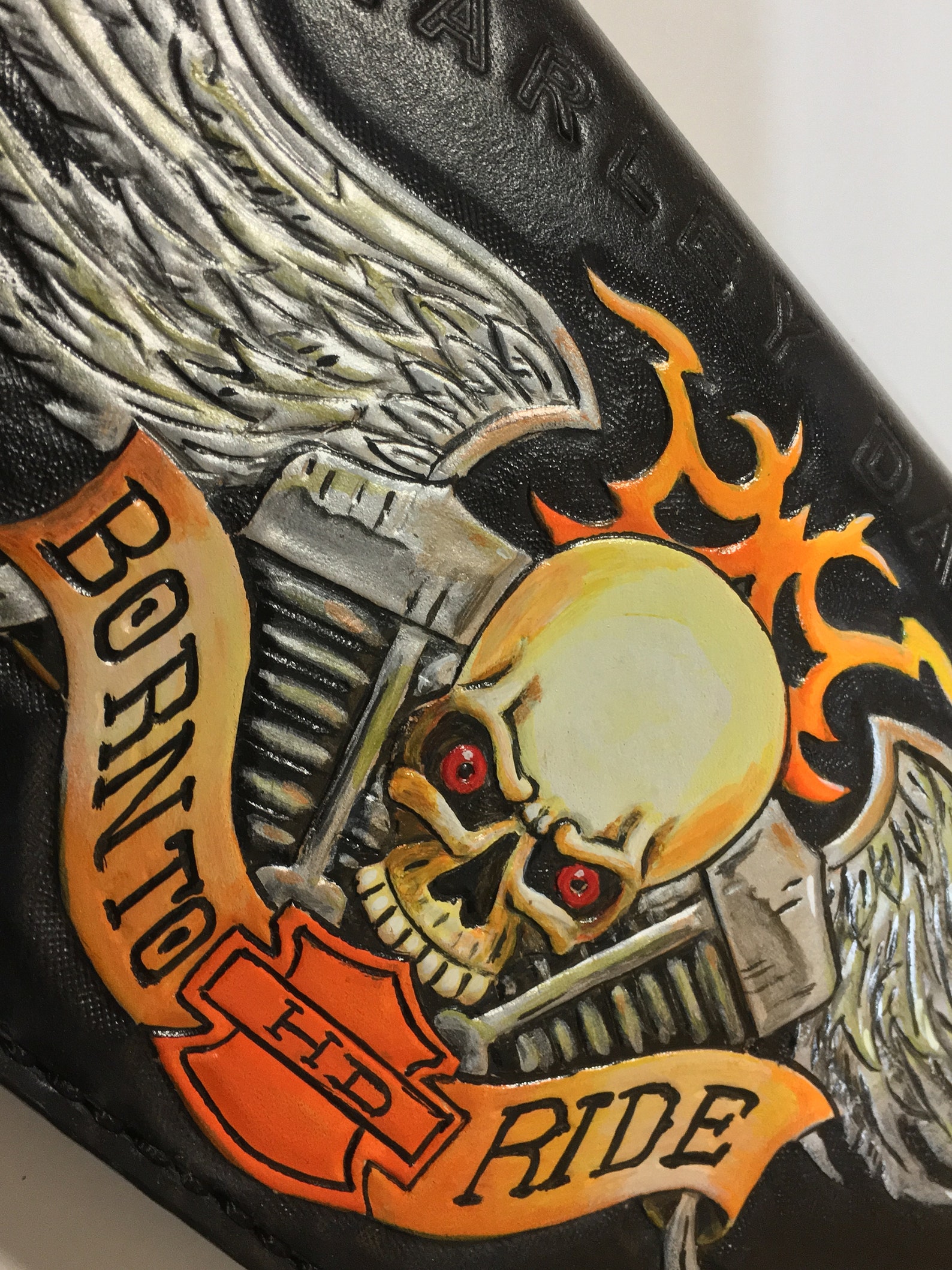 Biker Wallet / Hand Tooled / Skull / With Chain - Etsy